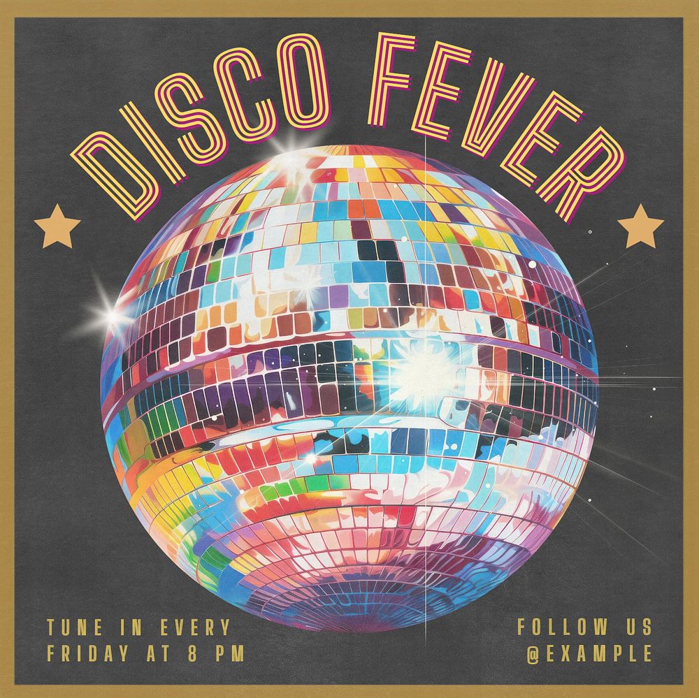 Disco fever Instagram post template | Premium Editable Template - rawpixel