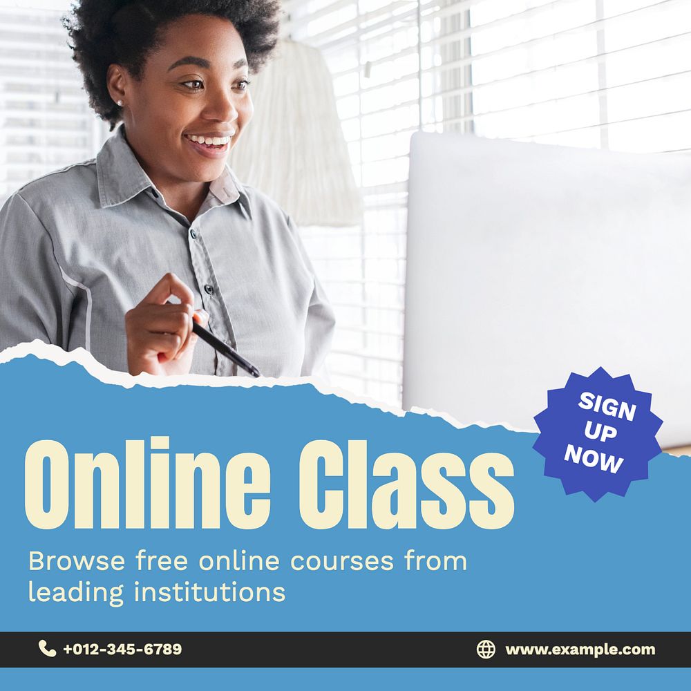 Online class Facebook post template | Premium Editable Template - rawpixel