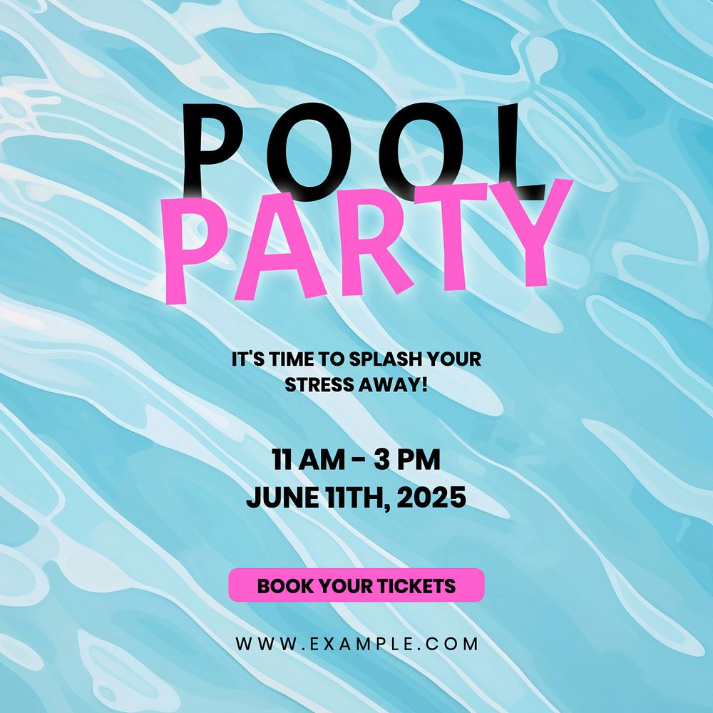 Pool party Facebook post template | Premium Editable Template - rawpixel