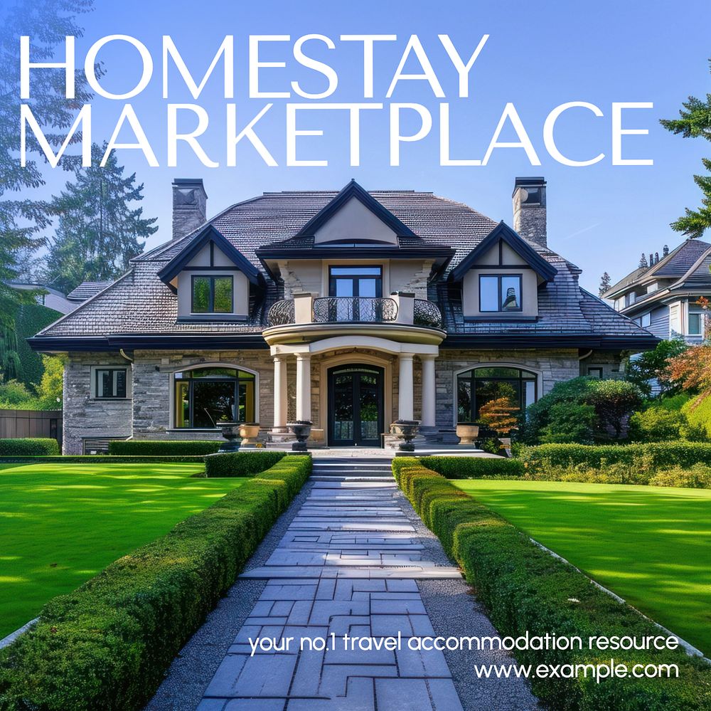 Homestay marketplace Facebook post template | Premium Editable Template ...
