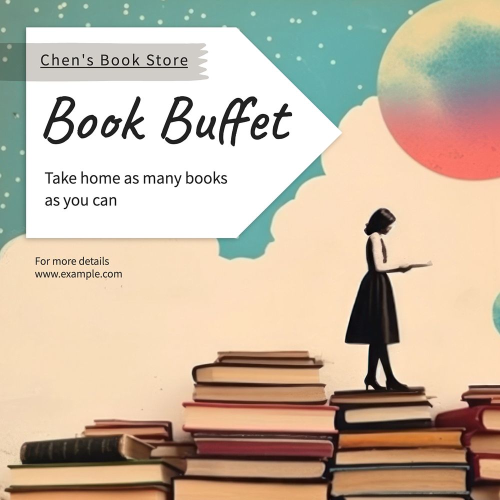 Book buffet Facebook post template | Premium Editable Template - rawpixel