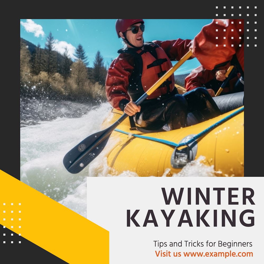 Winter kayaking Facebook post template | Premium Editable Template ...