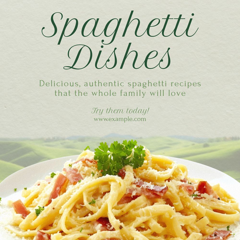 Spaghetti dishes Facebook post template | Premium Editable Template ...