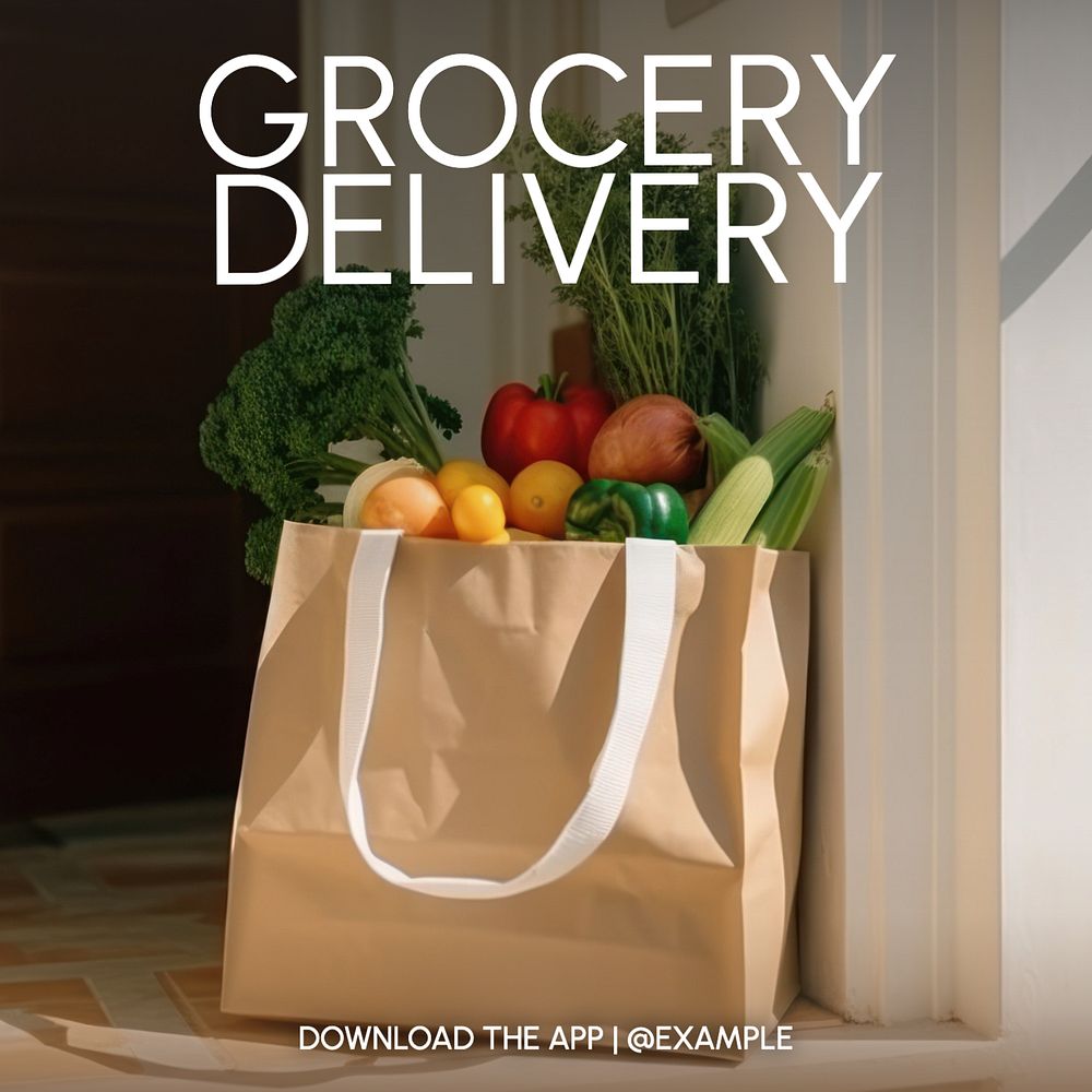 Grocery delivery Facebook post template | Premium Editable Template ...