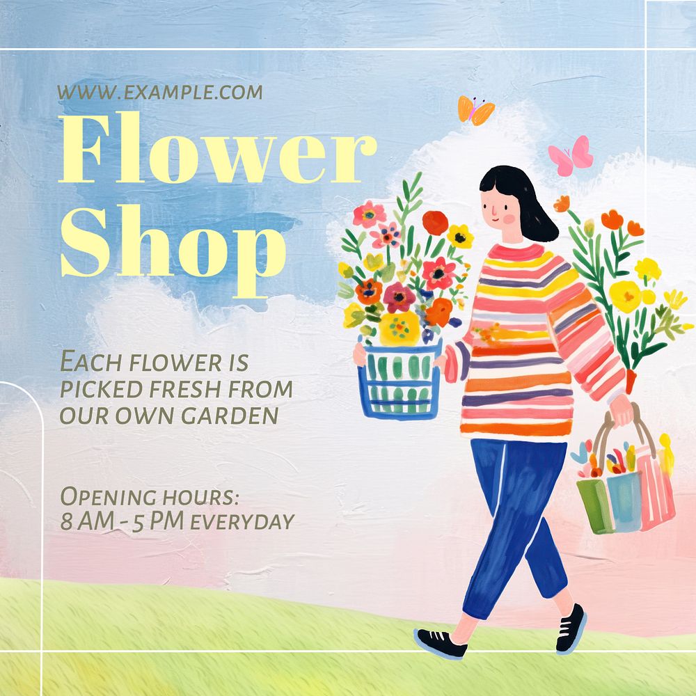Flower shop Facebook post template | Premium Editable Template - rawpixel