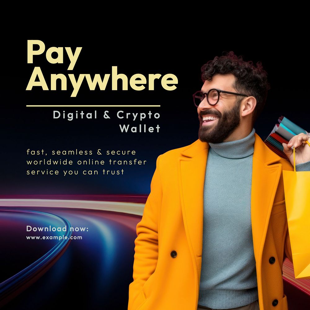 Pay anywhere Facebook post template | Premium Editable Template - rawpixel