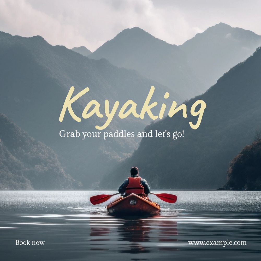 Kayaking Facebook post template | Premium Editable Template - rawpixel