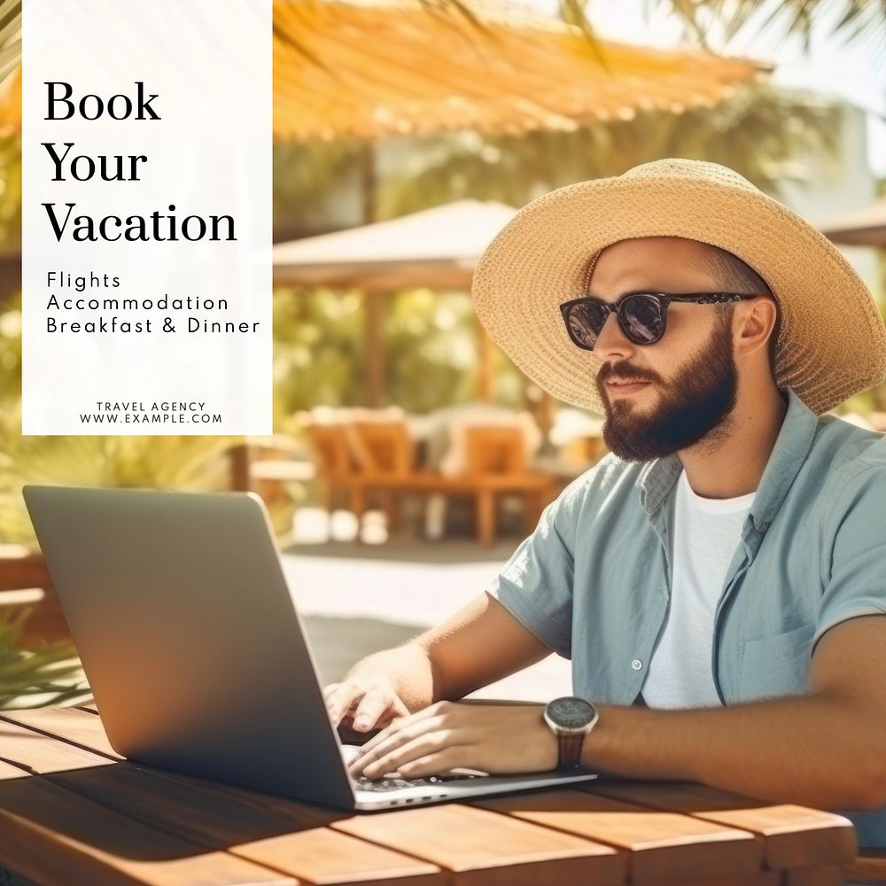 Book your vacation Facebook post | Premium Editable Template - rawpixel