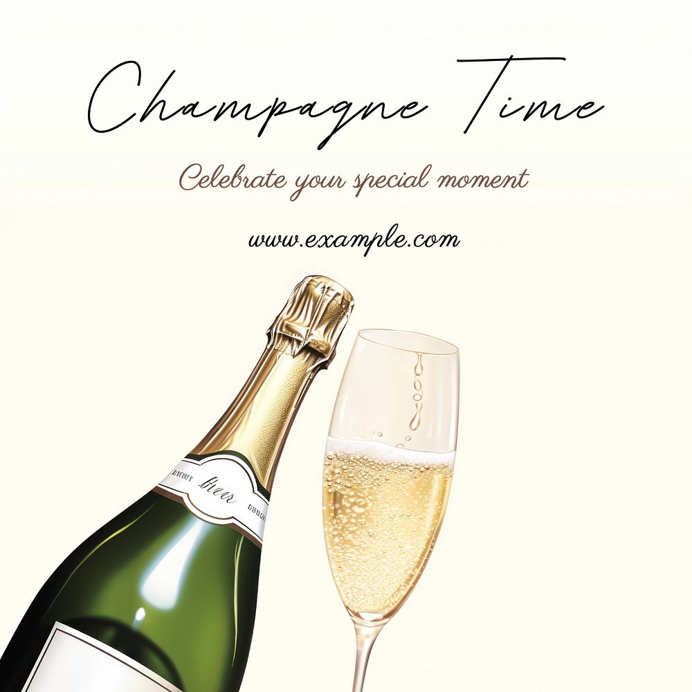 Champagne time Facebook post template | Premium Editable Template ...