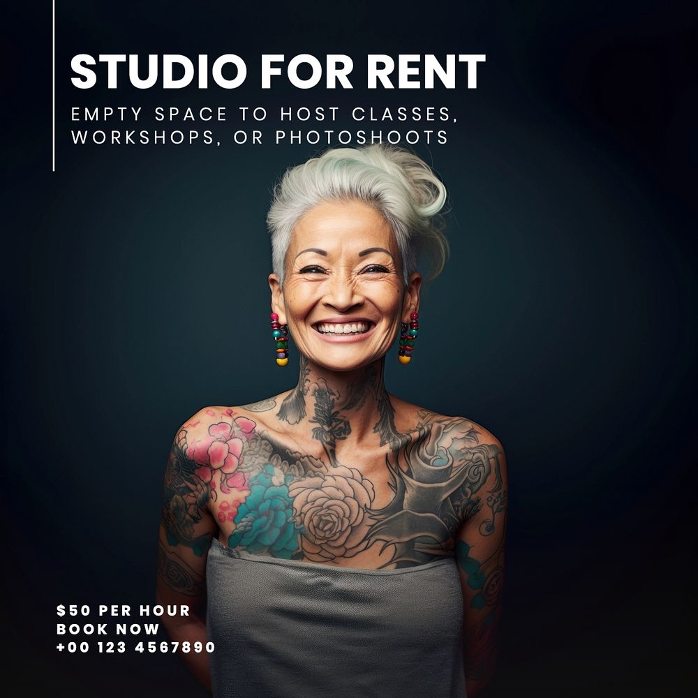 Studio rent Instagram post template | Premium Editable Template - rawpixel