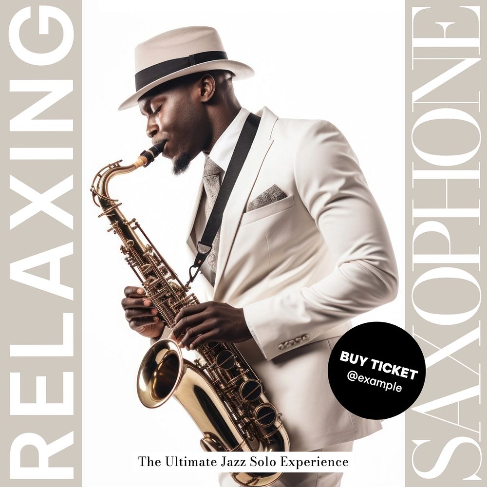 Saxophone jazz concert Instagram post | Premium Editable Template ...