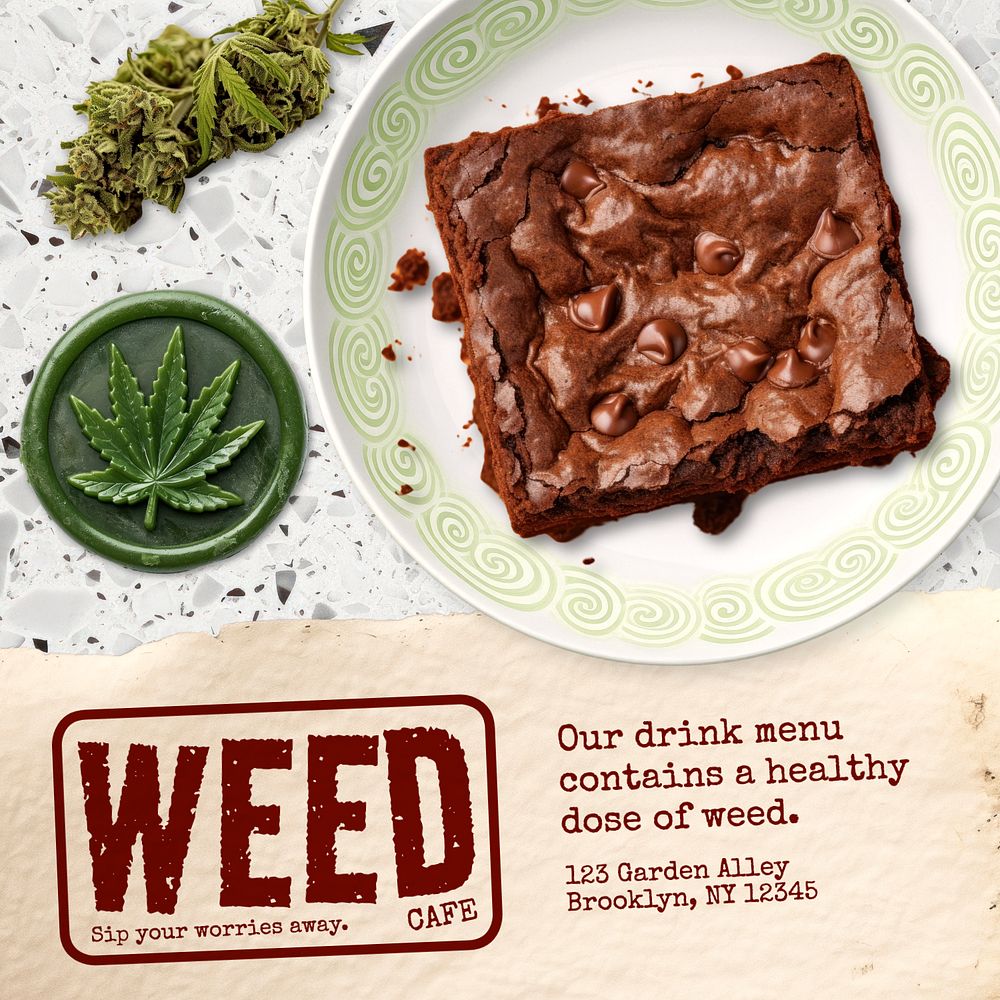 Weed cafe Instagram post template | Premium Editable Template - rawpixel