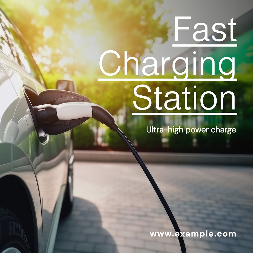 EV charging Instagram post template | Premium Editable Template - rawpixel