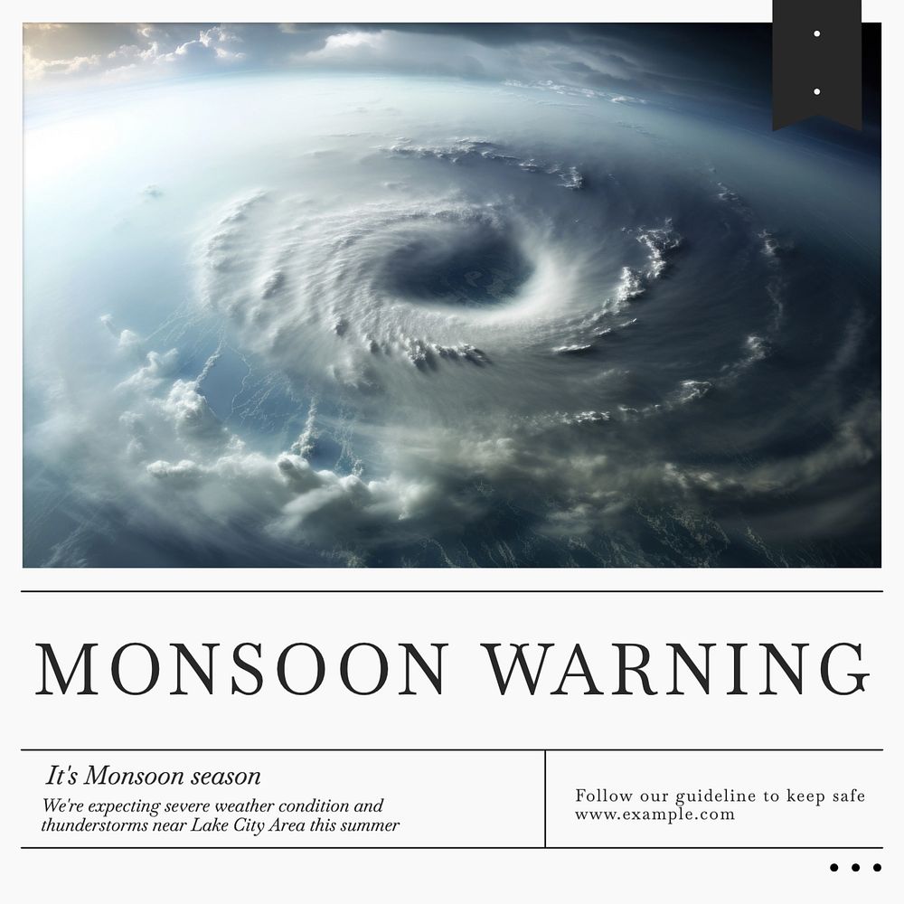 Monsoon warning Instagram post template | Free Editable Template - rawpixel