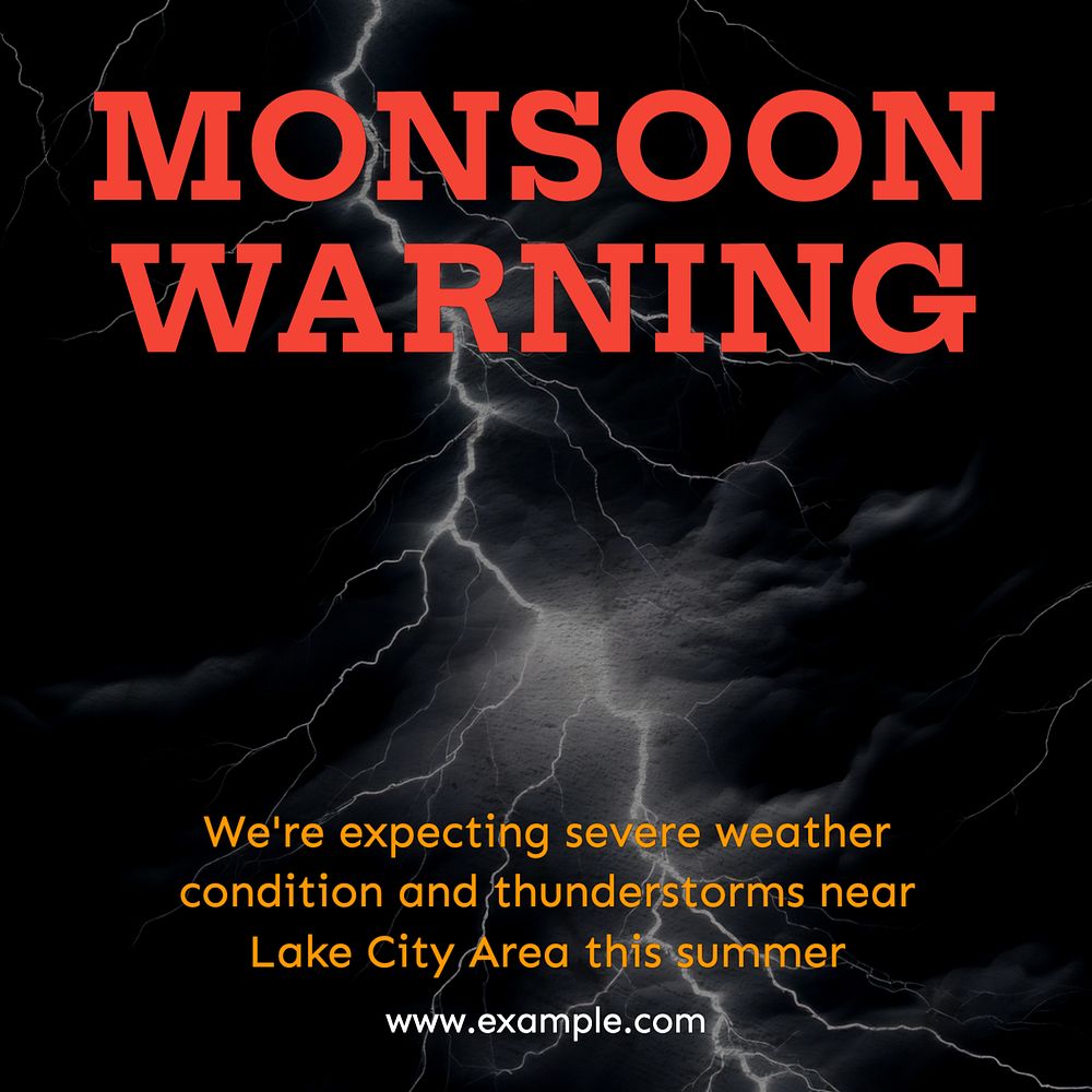 Monsoon warning Instagram post template | Premium Editable Template ...