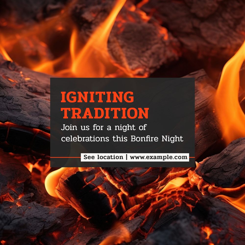 Bonfire night Instagram post template | Premium Editable Template ...