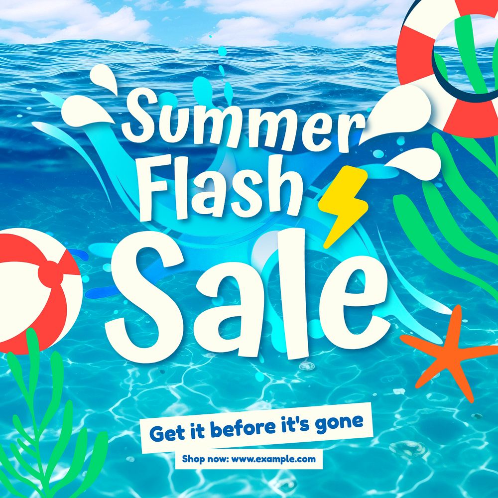 Summer flash sale Instagram post | Premium Editable Template - rawpixel