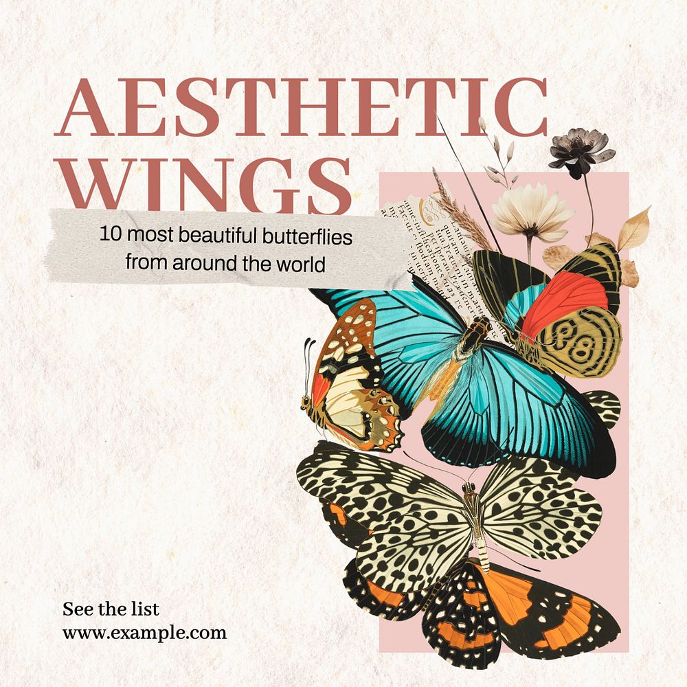 Butterfly Instagram post template | Premium Editable Template - rawpixel