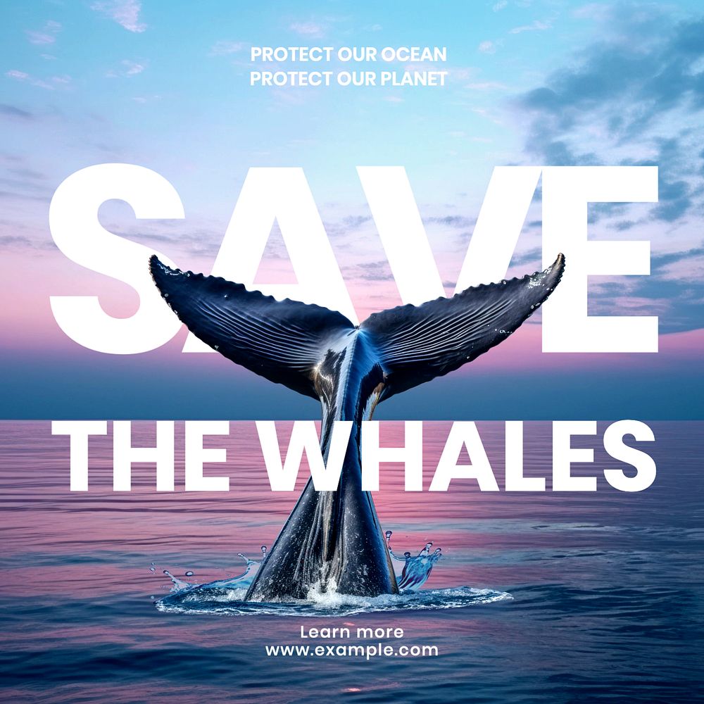Save whales Instagram post template | Free Editable Template - rawpixel