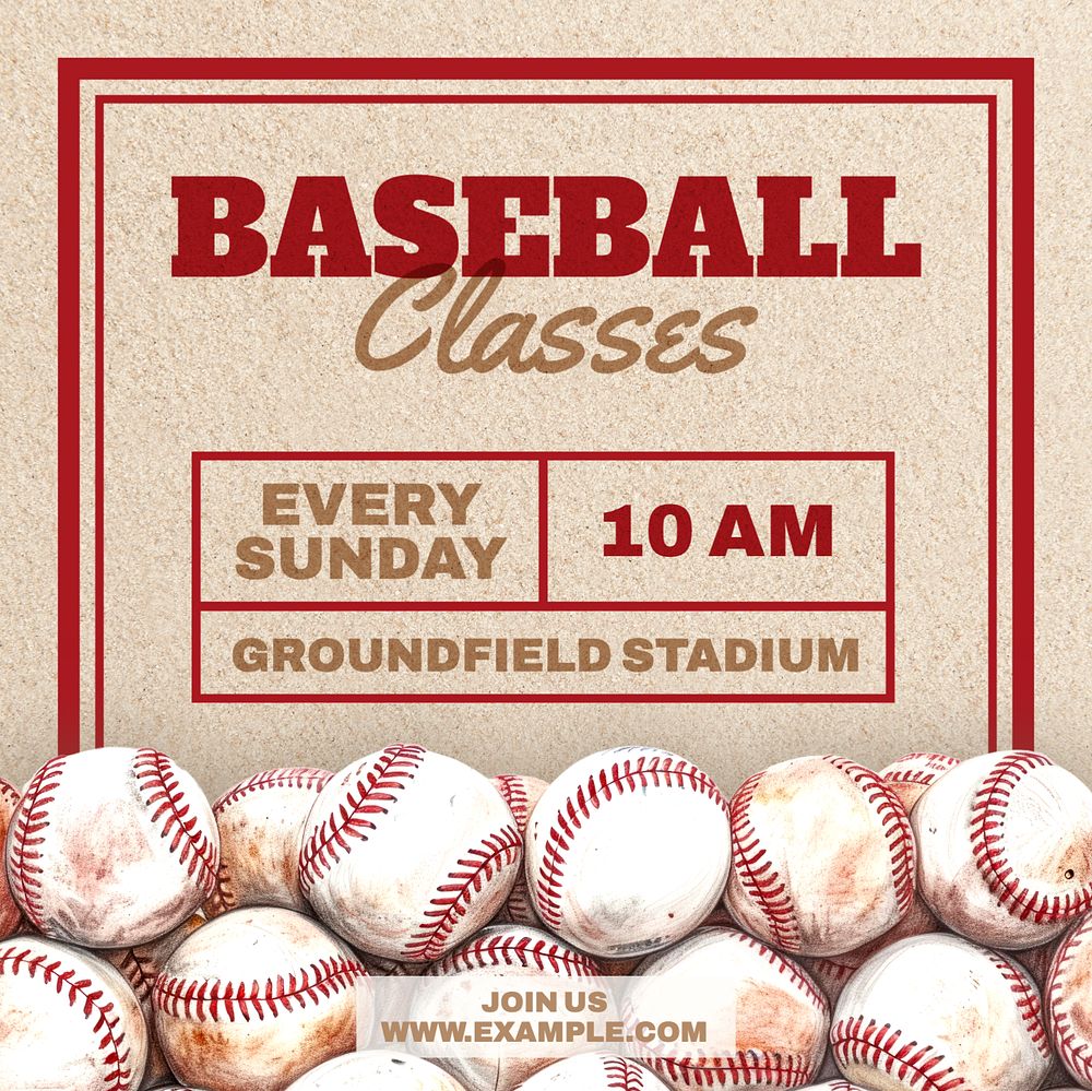 Baseball classes Instagram post template | Premium Editable Template - rawpixel