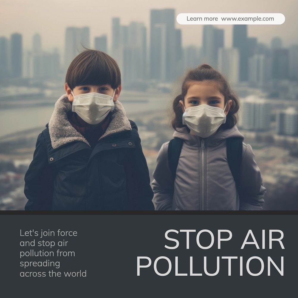 Stop air pollution Instagram post | Free Editable Template - rawpixel