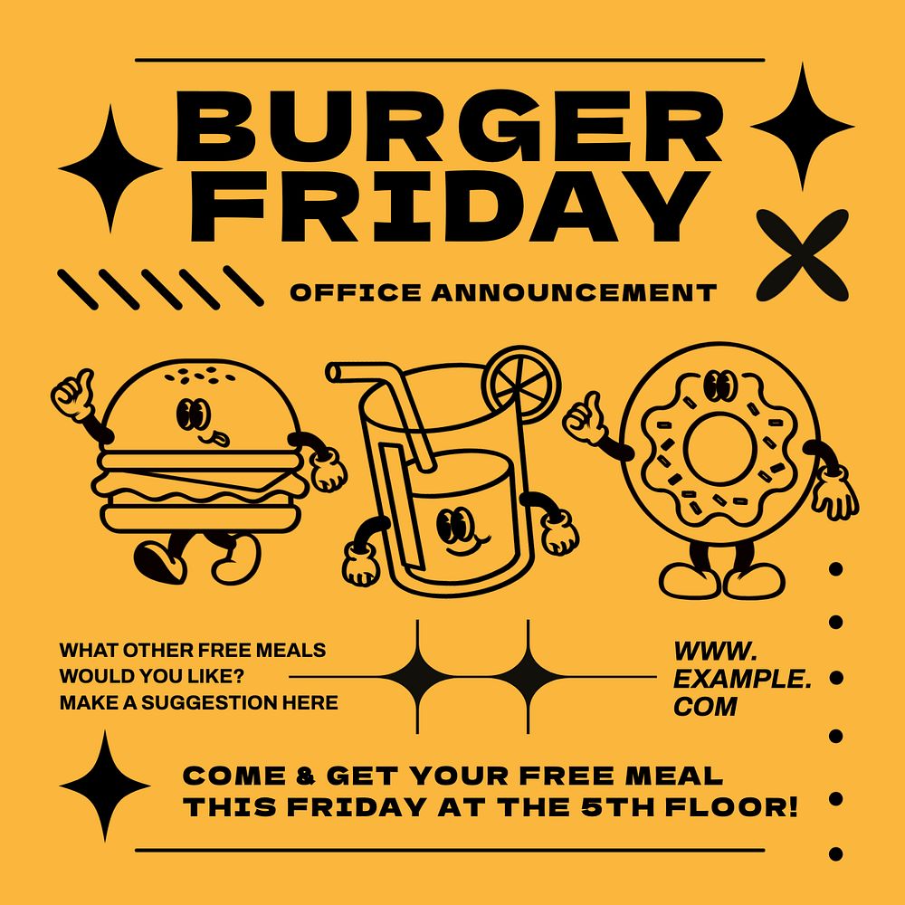 Burgers Friday Instagram post template | Premium Editable Template ...