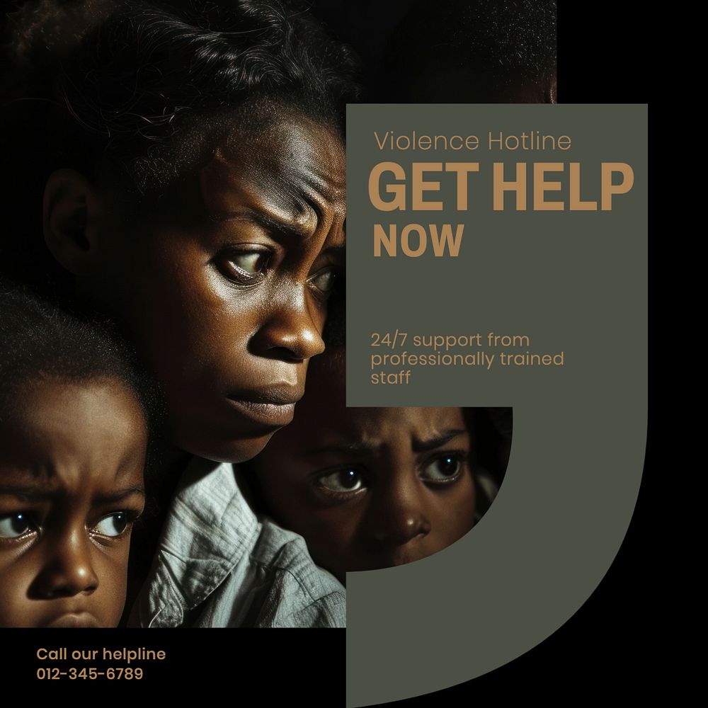 Violence helpline Instagram post template | Free Editable Template ...