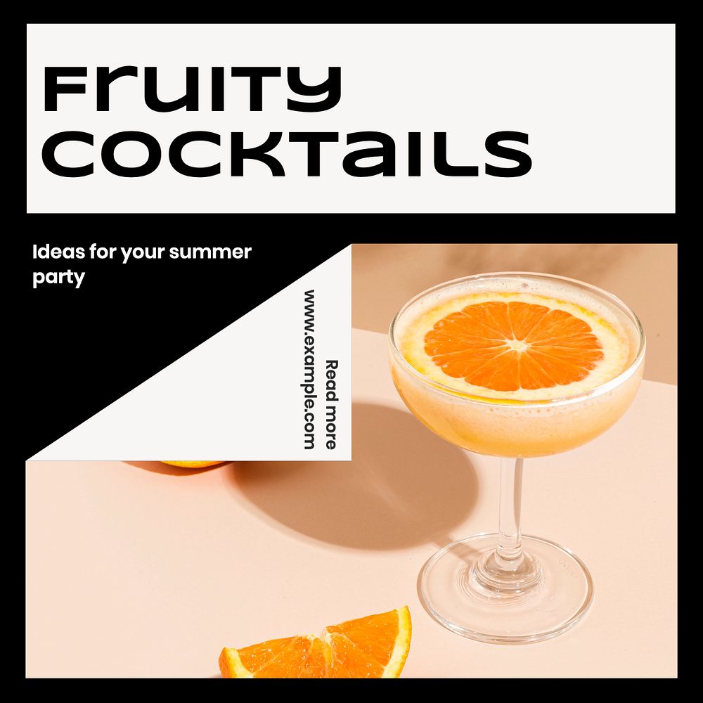 Fruity cocktails Instagram post template | Premium Editable Template ...