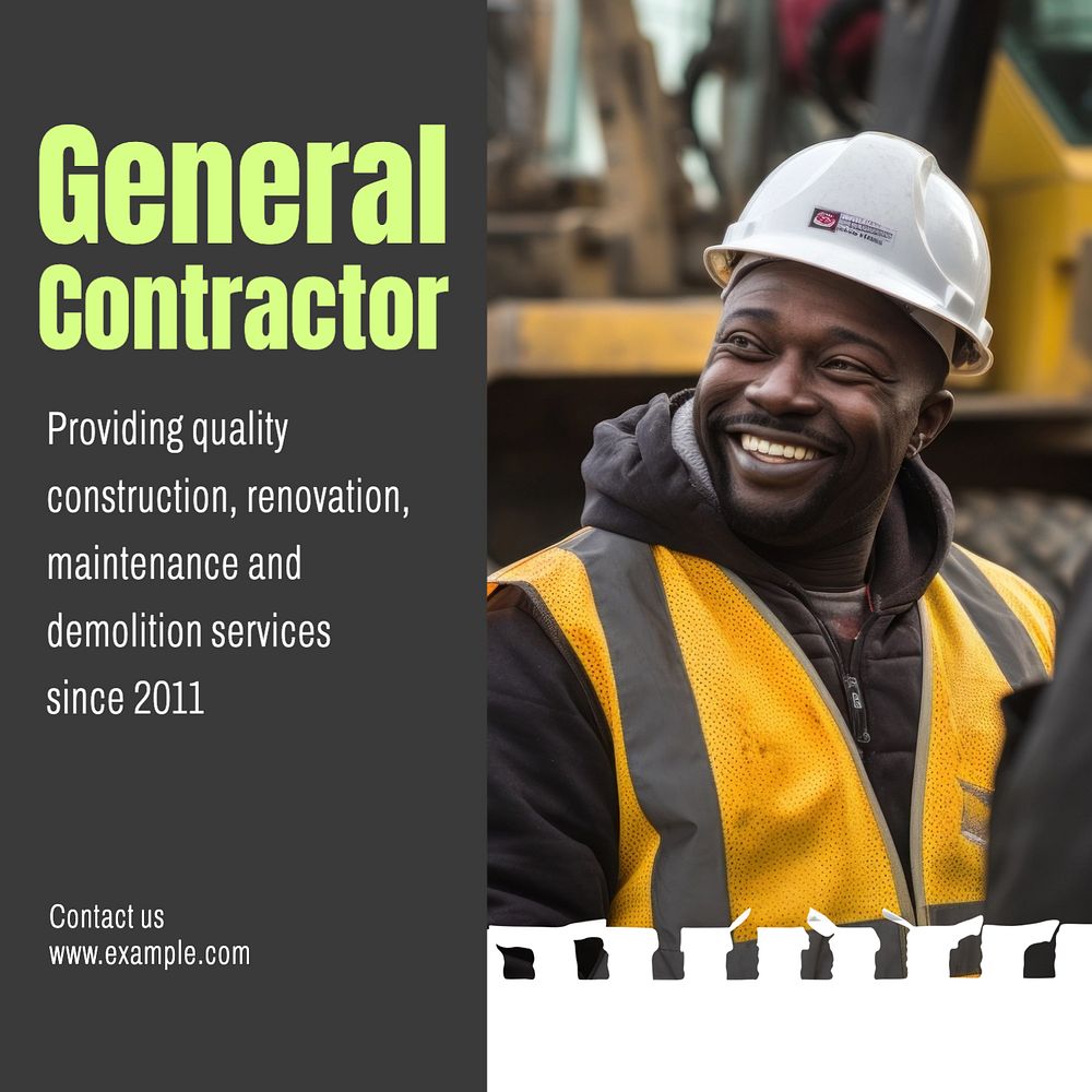 General contractor Instagram post template | Premium Editable Template ...