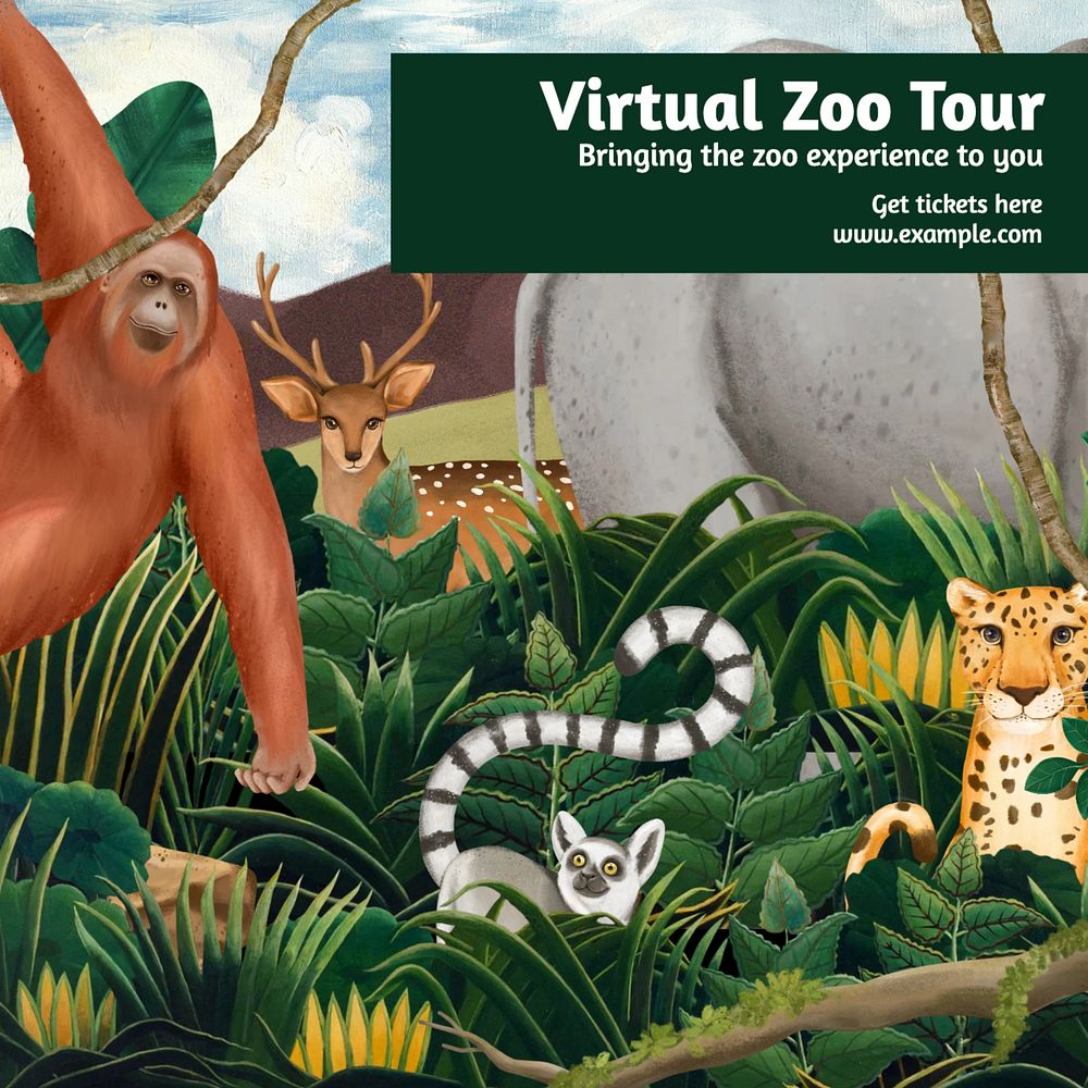 Virtual zoo tour Instagram post | Premium Editable Template - rawpixel