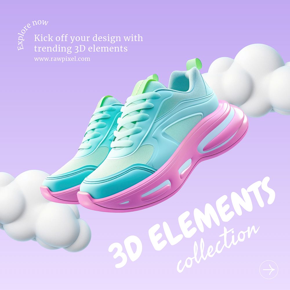3d element collection Instagram post | Free Editable Template - rawpixel