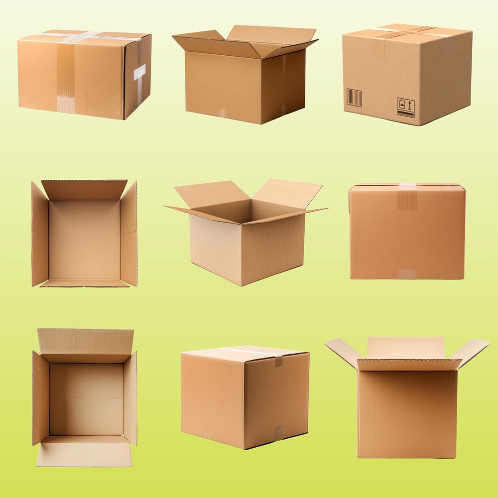 Cardboard parcel box set, editable | Premium Editable Design - rawpixel