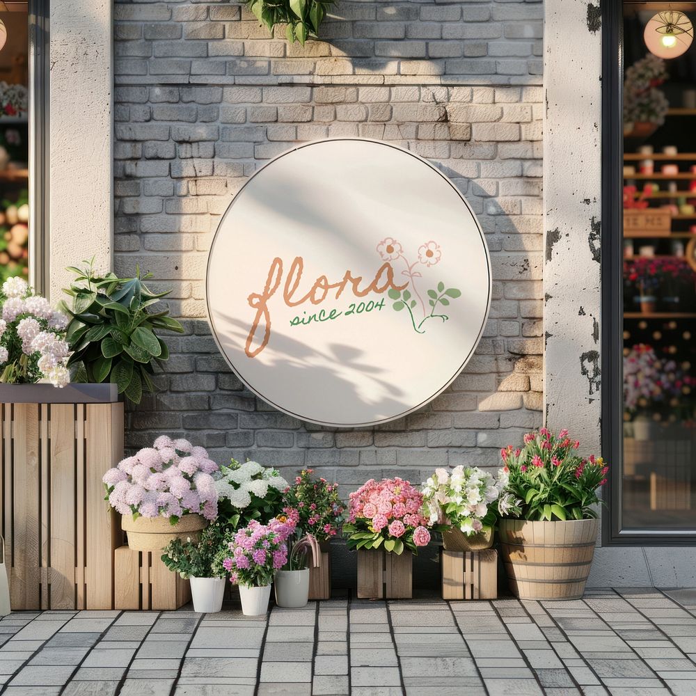 Editable floral shop logo sign | Premium Mockup Generator - rawpixel