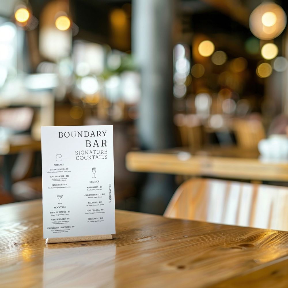 Editable bar menu mockup template | Premium Mockup Generator - rawpixel