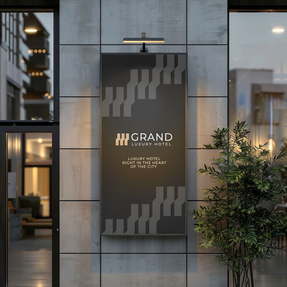 Editable elegant hotel sign mockup | Premium Mockup Generator - rawpixel