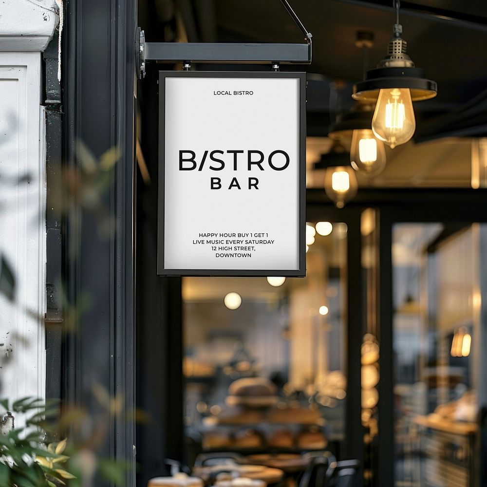 Editable bistro bar sign mockup | Premium Mockup Generator - rawpixel