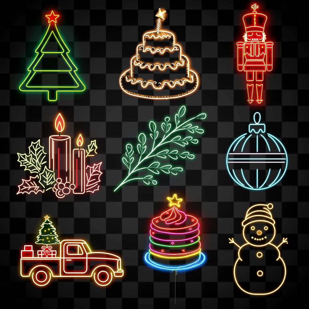 Christmas neon design element set, | Premium Editable Design - rawpixel