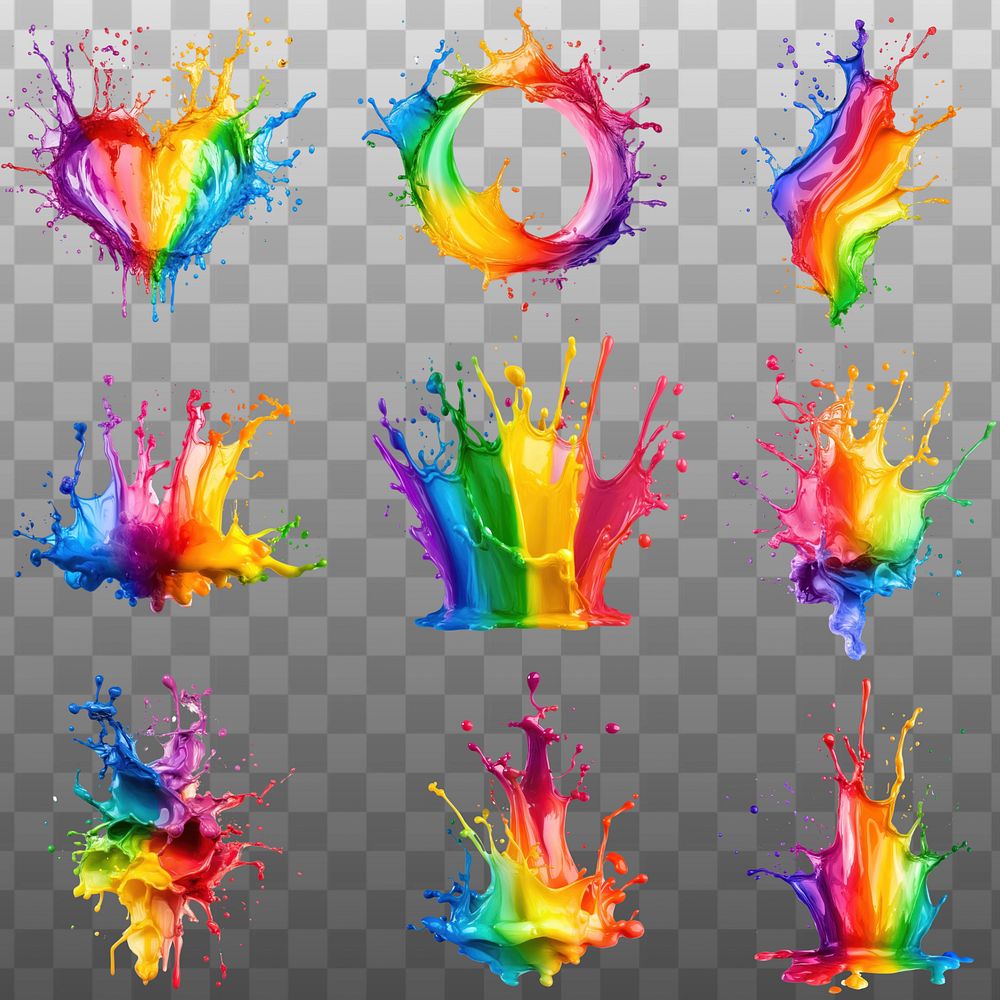 rainbow splash design element set, | Premium Editable Design - rawpixel