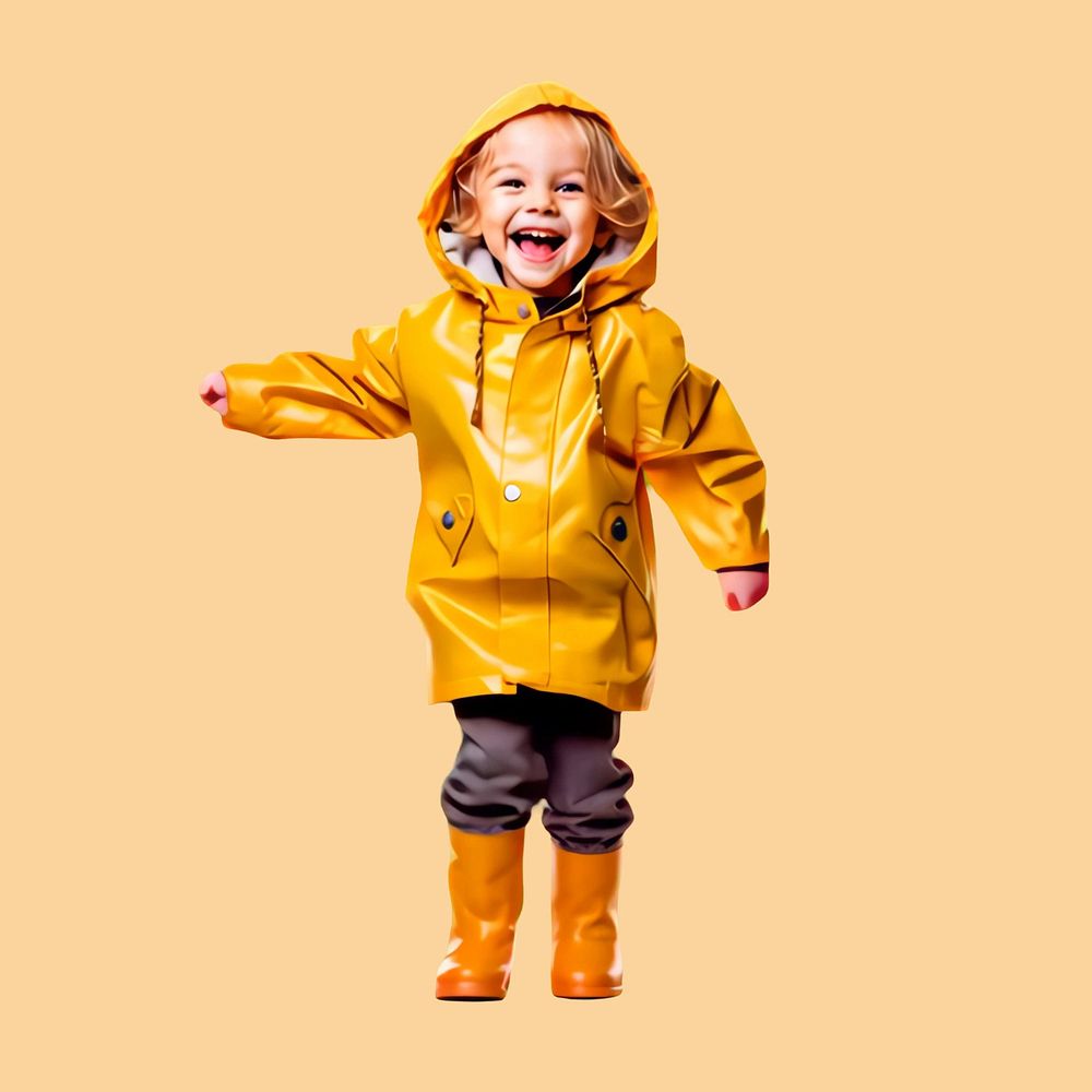 Joyful child yellow raincoat animation | Free Transparent Video - rawpixel