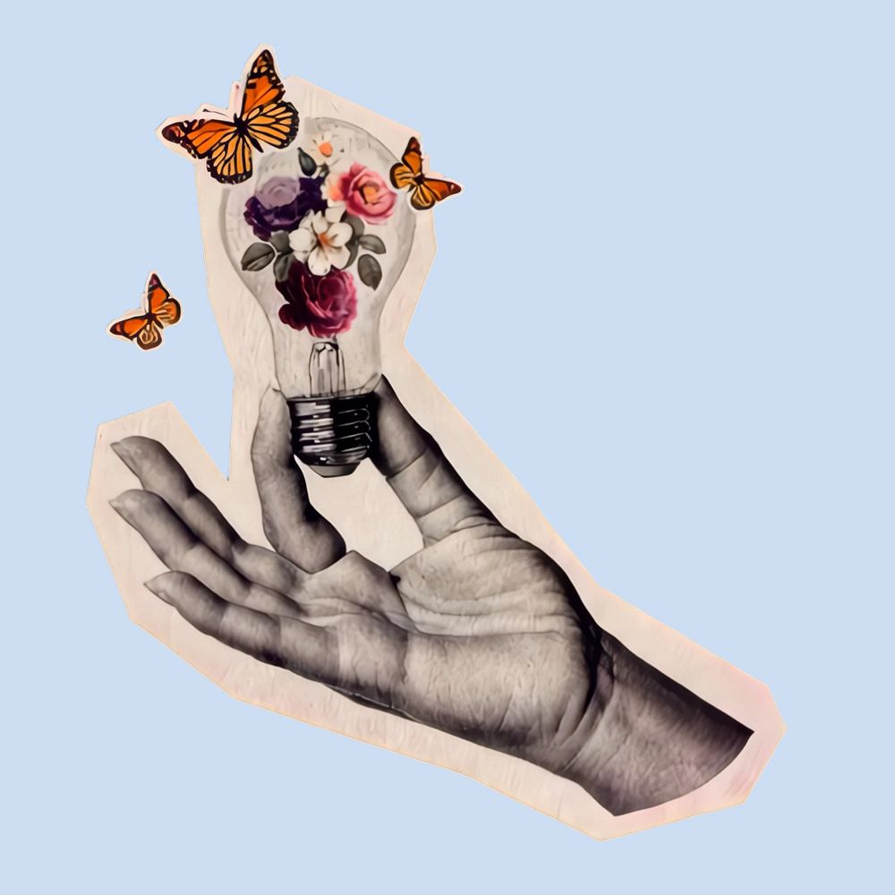 Creative hand flowers butterflies animation | Premium Transparent Video ...