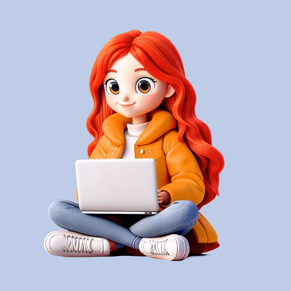 Cartoon girl using laptop animation | Free Transparent Video - rawpixel