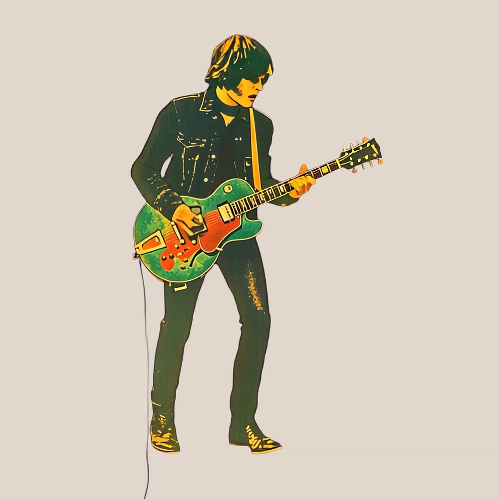 Vintage rock guitarist illustration animation | Free Transparent Video ...