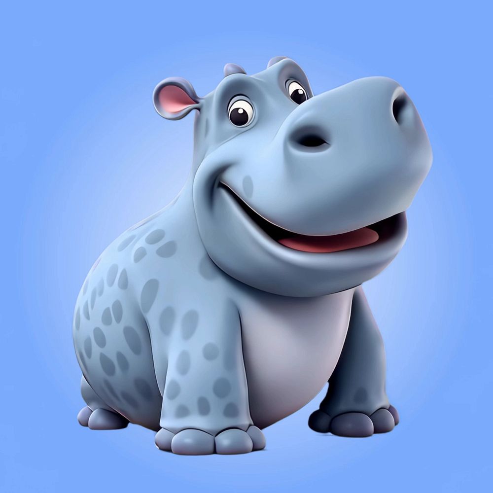 Cute hippo animation isolated asset, | Free Transparent Video - rawpixel