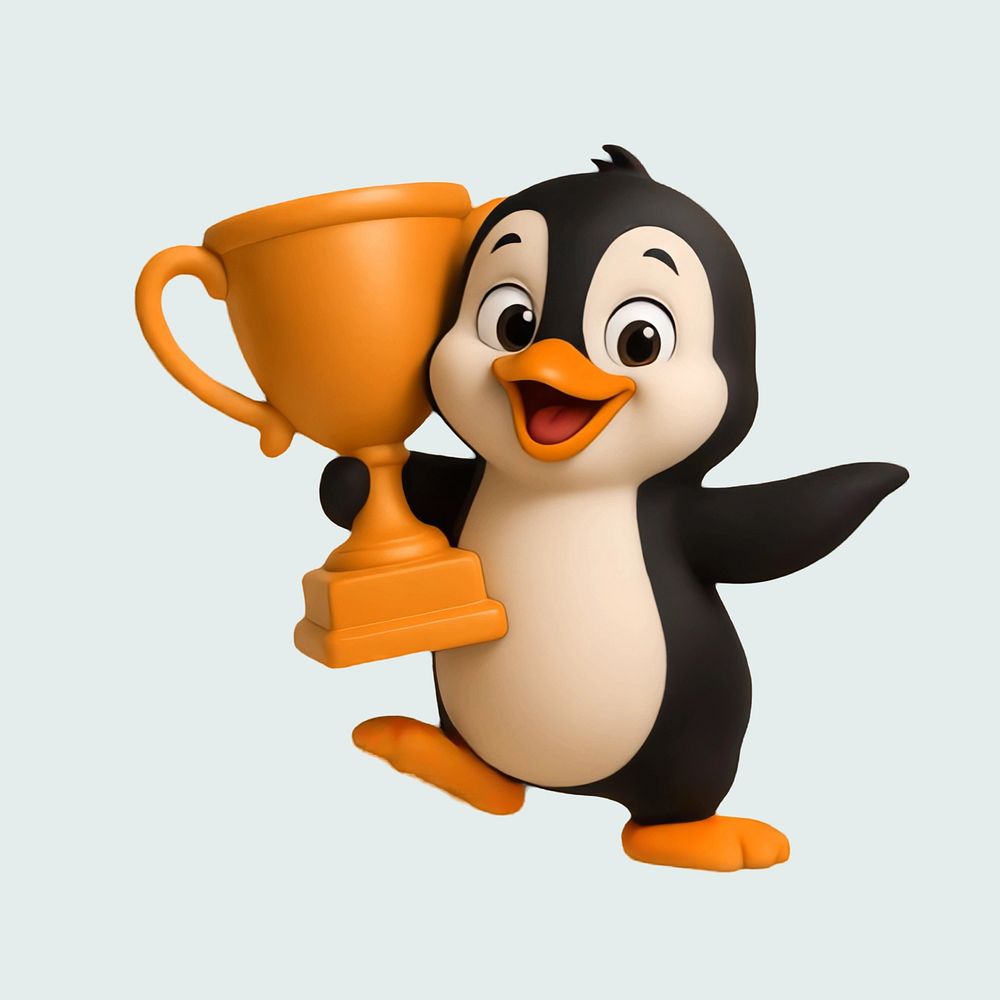 Penguin celebrates trophy animation isolated | Free Transparent Video ...
