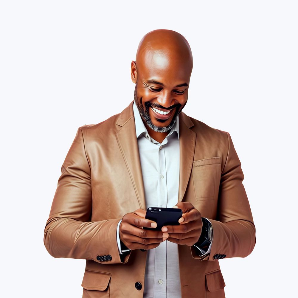 Smiling man using smartphone animation | Free Transparent Video - rawpixel