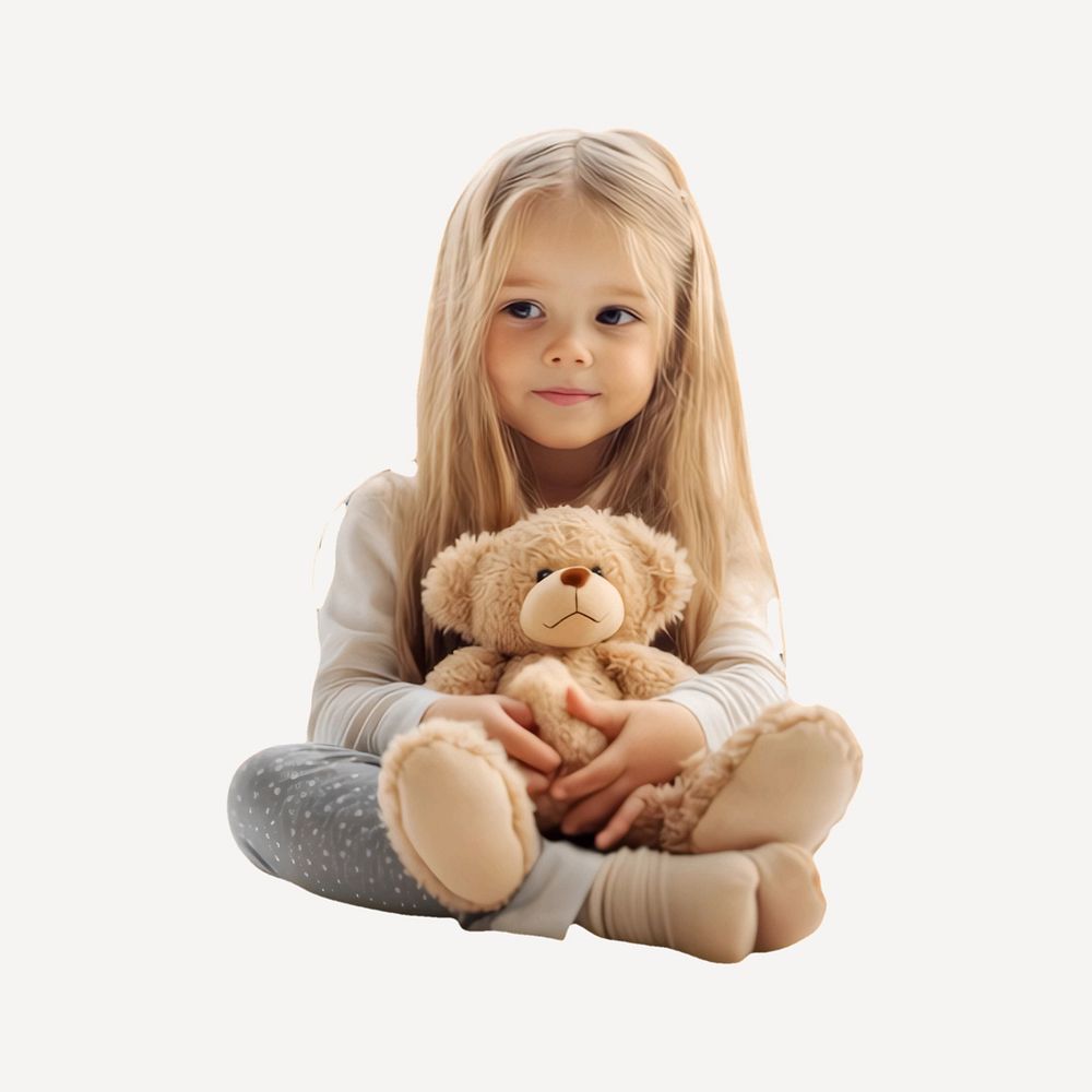 Child cuddling teddy bear animation | Free Transparent Video - rawpixel