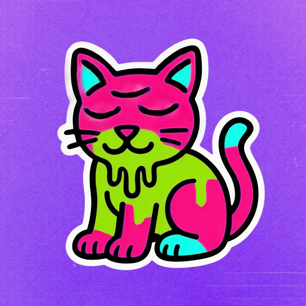Colorful cartoon cat sticker animation | Free Transparent Video - rawpixel