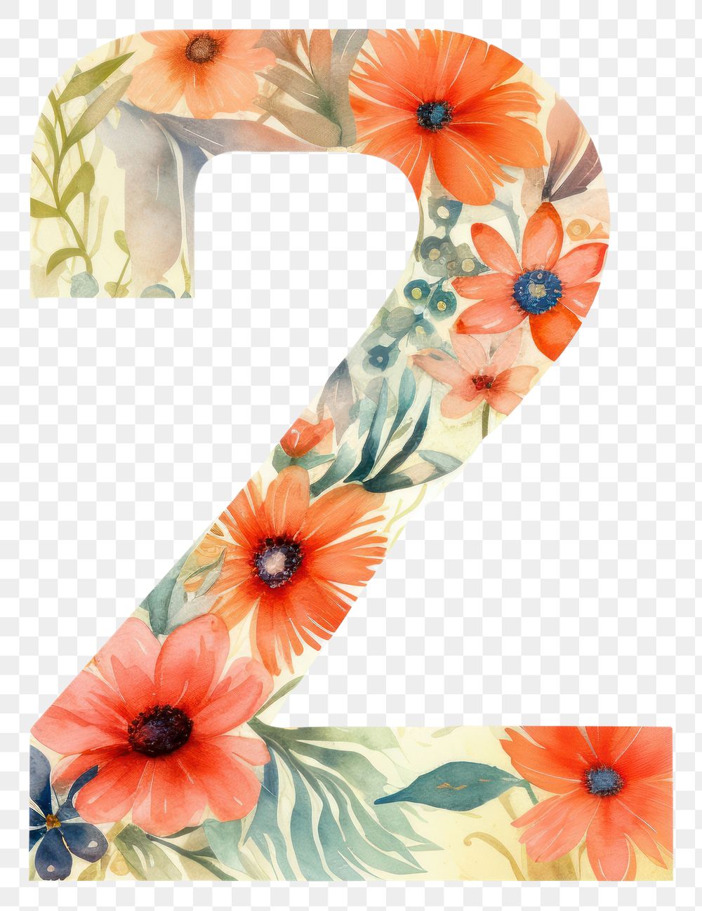 PNG Floral number 2 text | Free PNG - rawpixel
