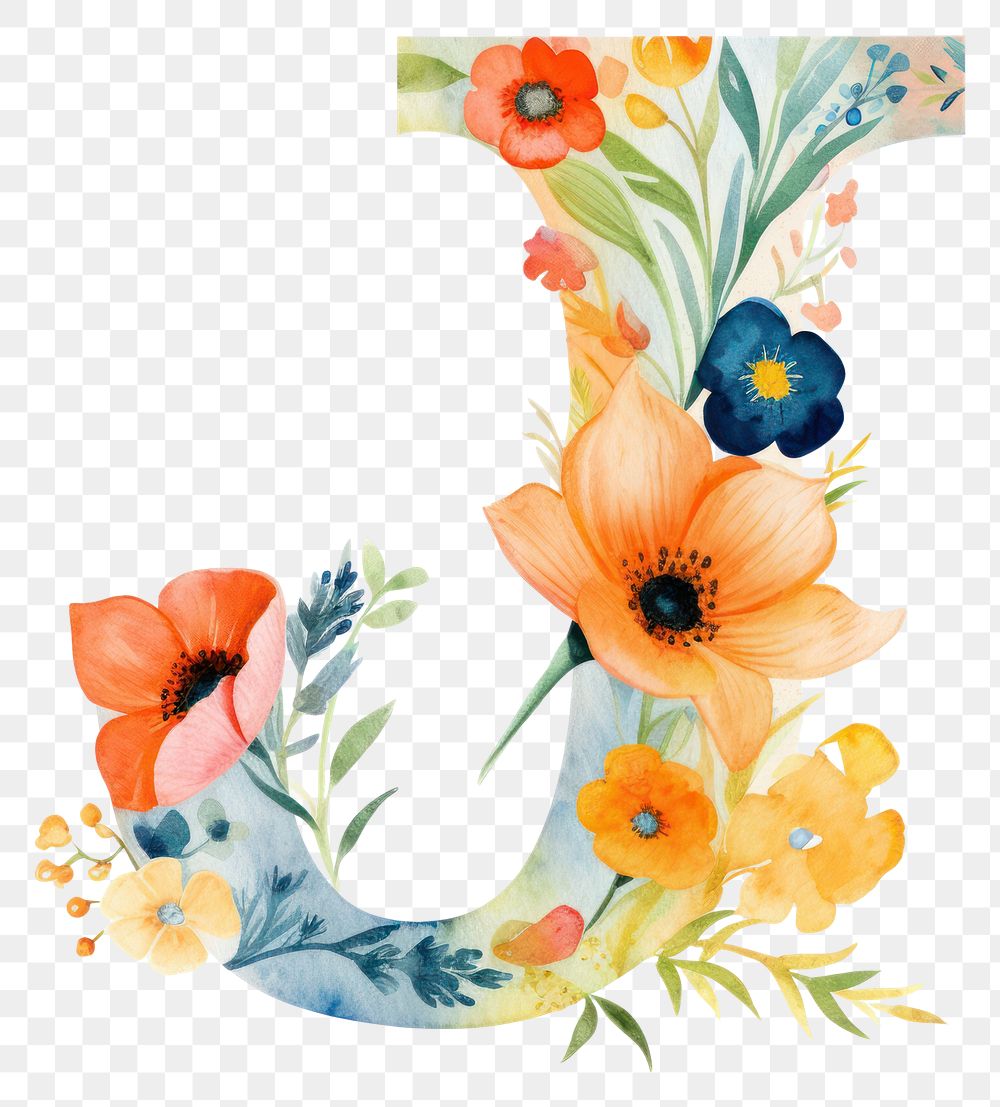 PNG Floral alphabet j text | Free PNG - rawpixel