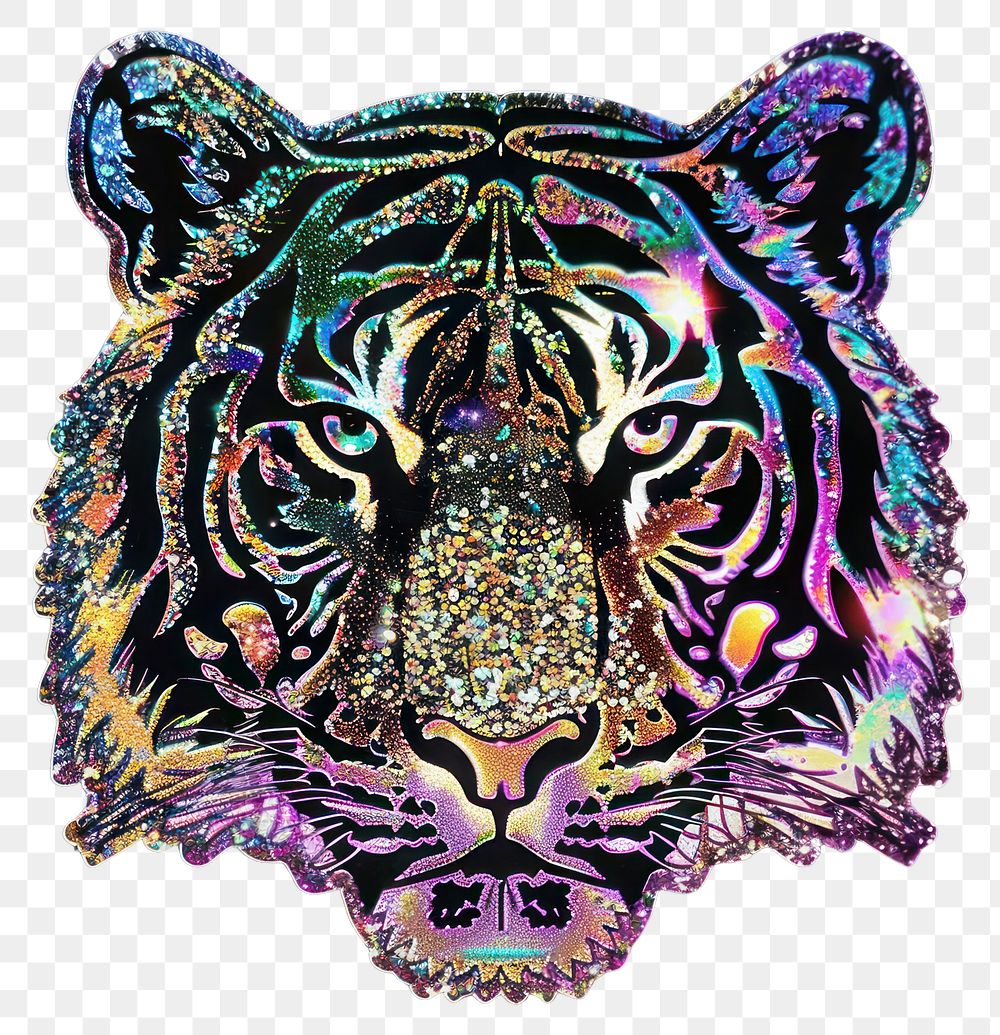 PNG Glitter tiger flat sticker | Premium PNG - rawpixel